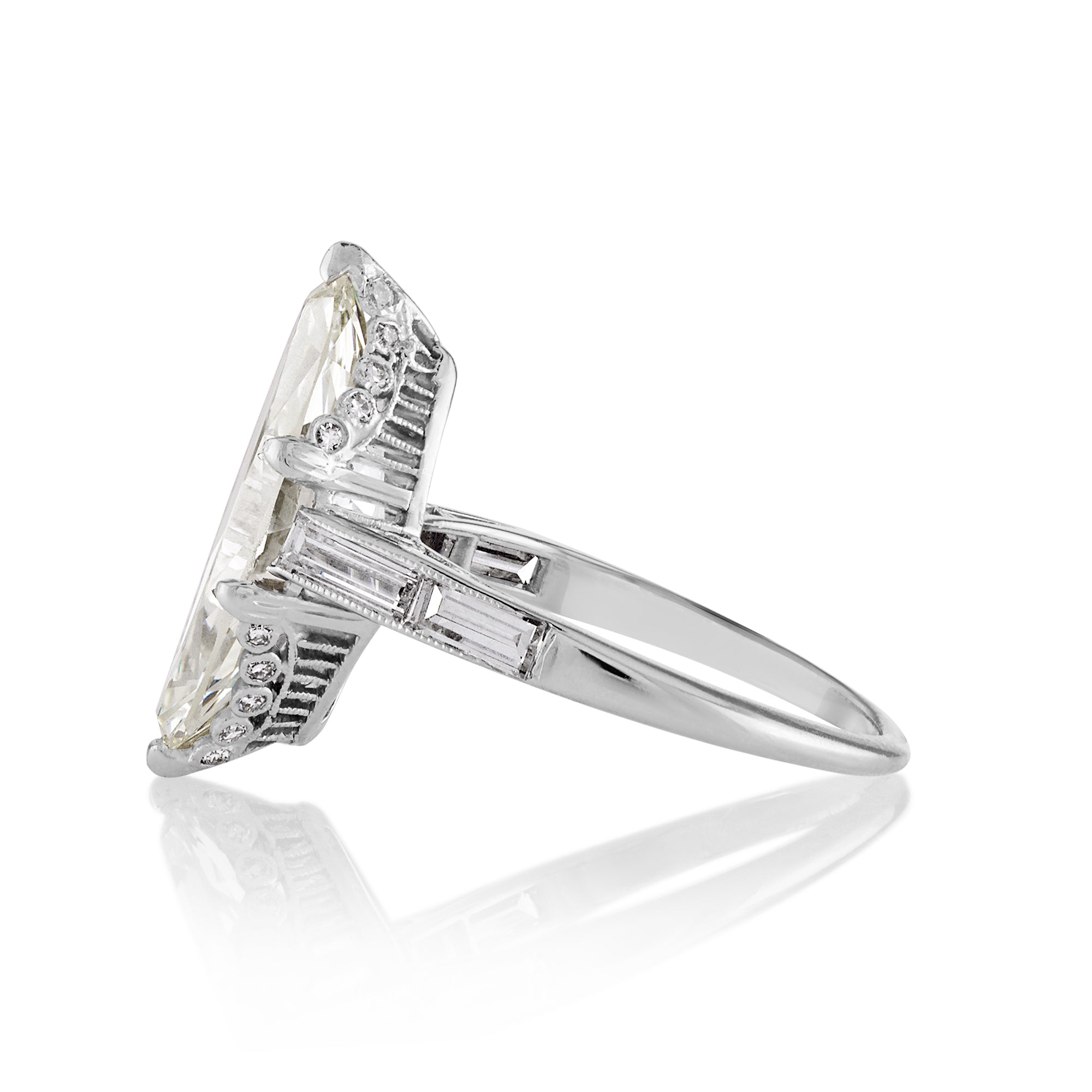 GIA Art Deco 5.58ct Old European Marquise MOVAL Cut Diamond Platinum R ...