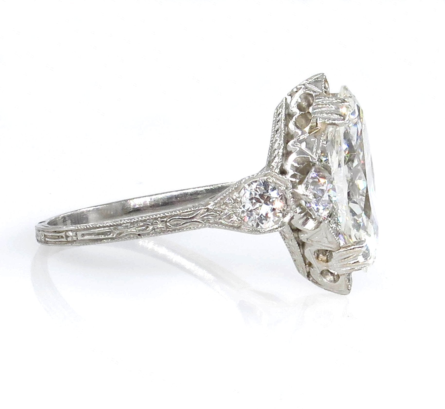 Art Deco GIA 3.78ct Old Marquise Cut Diamond Engagement Platinum Ring – Treasurly by Dima Inc