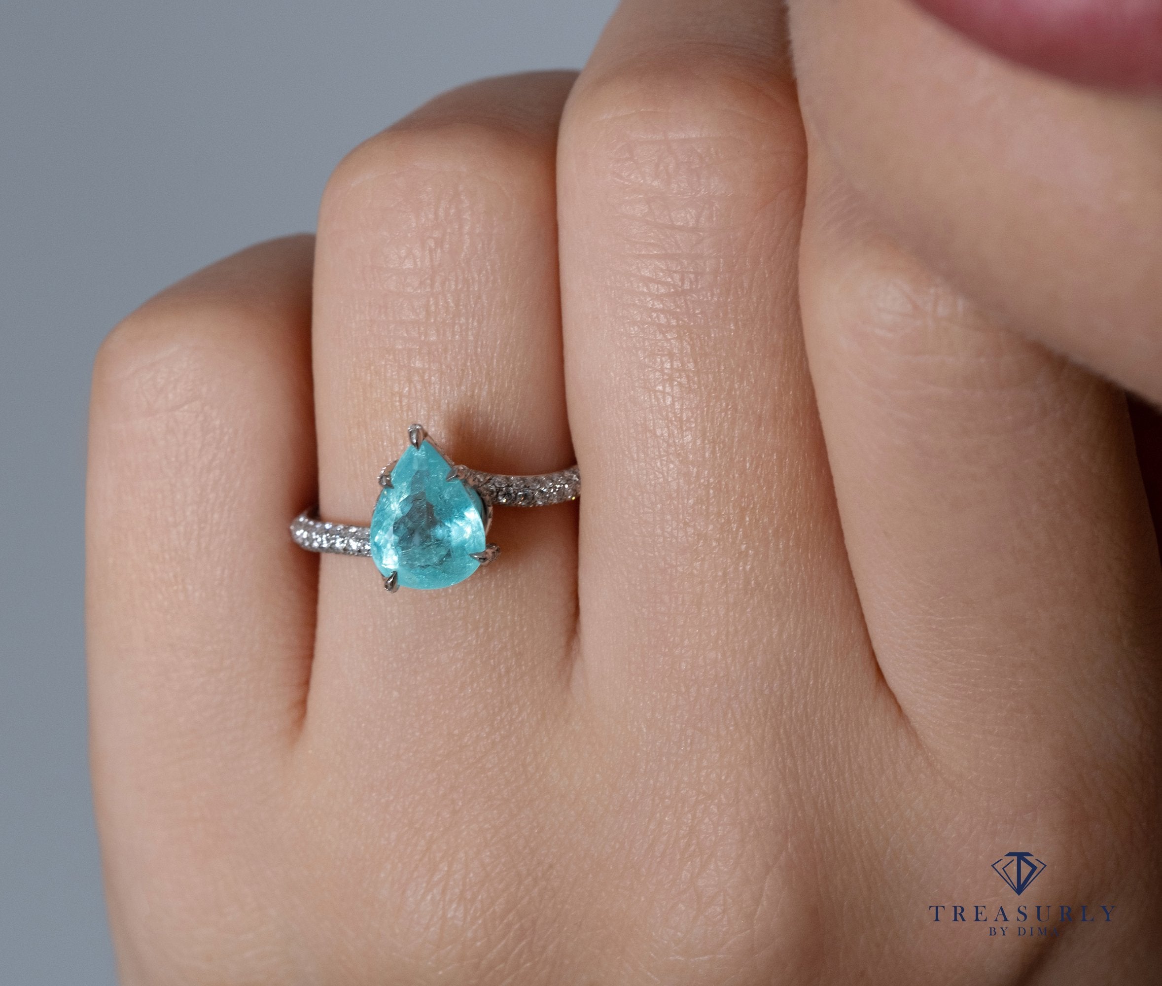 GIA 2.84ct Natural PARAIBA TOURMALINE Pear Shape Diamond Platinum "Dal ...